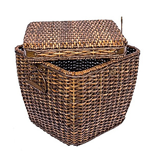 BIRDROCK HOME Rattan Peel Storage Cube with Removable Lid - Spacious Woven Organizer for Shelves - Natural Brown Decorative Cubby for Shoes, Books, Home Decor, and Office - Stylish 16.5 Inch Square