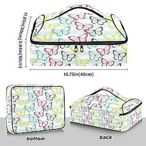 Kcldeci Insulated Thermal Food Carrier Insulated Casserole Carrier for Hot or Cold Food,Butterfly Stripe Insulated Tote Bag for Potluck Cookouts Parties Picnic,Lasagna Lugger