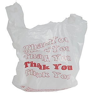SSWBasics White Thank You Bags Case of 500-11 ½” x 6" x 21" - Thickness .48mil HDPE- Standard Supermarket Size, Perfect for Grocery, Retail, Convenience Stores, Take-Out and Home Use