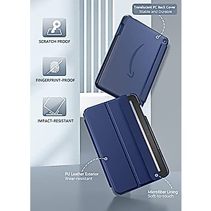 MoKo Case Fits Amazon All-New Kindle Fire 7 Tablet (2022 Release-12th Gen) Latest Model 7", PU Leather Trifold Stand Cover with Translucent Frosted Backshell with Auto Wake/Sleep, Indigo