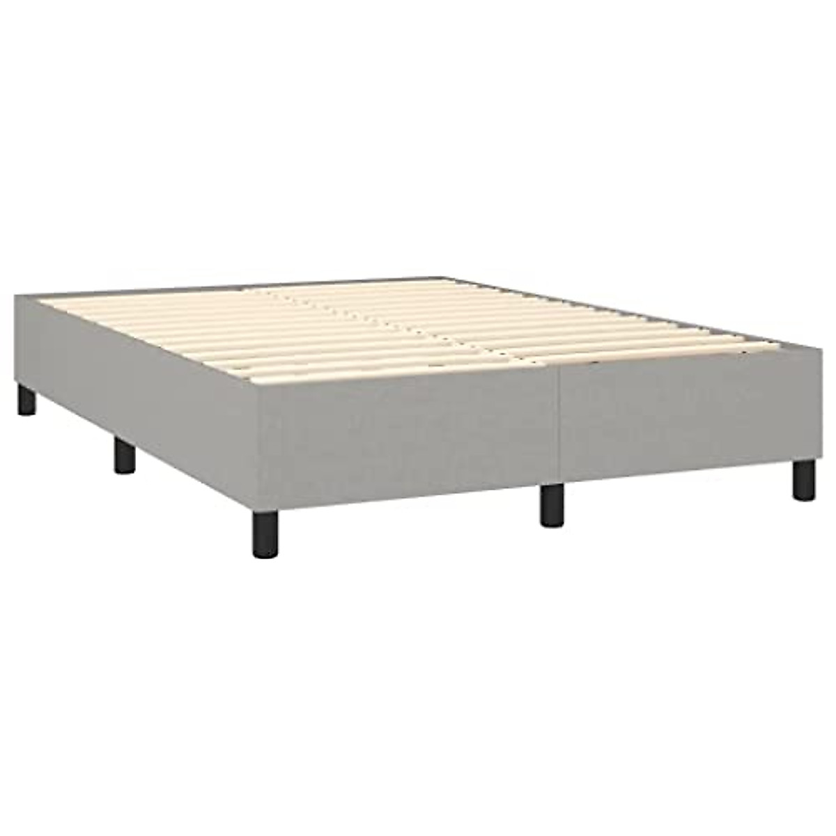 vidaXL Box Spring Bed with Mattress Home Bedroom Mattress Pad Double Bed Frame Base Foam Topper Furniture Light Gray 59.8"x79.9" Queen Fabric