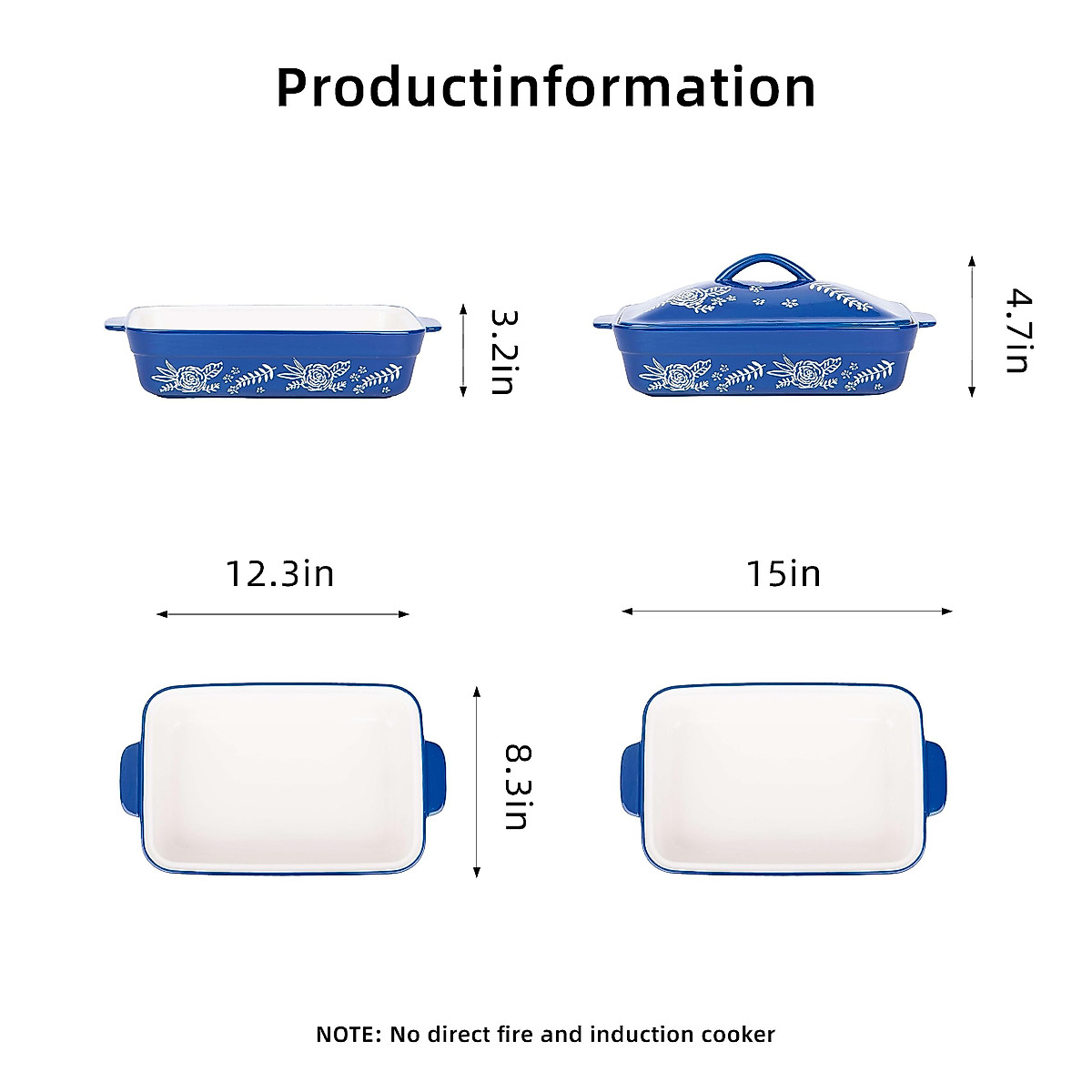 Wisenvoy Casserole Dish With Lid Casserole Dishes For Oven Baking Dishes For Oven Ceramic Casserole Dish Baking Dish