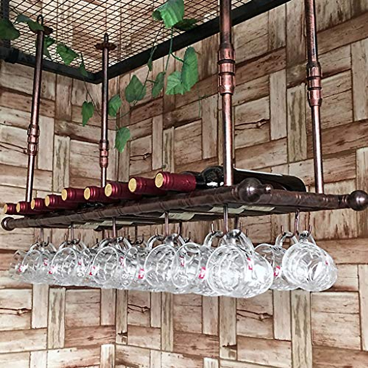 Ceiling Creative Simplicity Wall-Mounted Display Stand | Home Floating Shelf Metal Iron Storage Multi-Size Wine Rack J115, PIBM, Bronze, 80 * 30cm