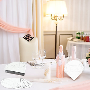 100 Pack 6.4 Inch Silver Foil Napkins Disposable Beverage Napkins Christmas Party Paper Napkins Party Decorations for Wedding Birthday Disco Party Bridal Shower Engagement(Diamond)