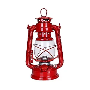GAOZ Outdoor Lights Iron Vintage Kerosene Lamp Lantern Camping Portable Lamp Masthead Light Well-Known Brand Retro Oil Lamp for Home,Garden,Yard,Decorations (Emitting Color : 25cm Red)