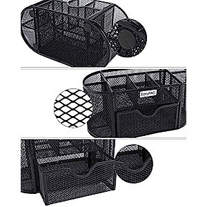 EasyPAG Desk Organizer Mesh Desktop Office Supplies Multi-functional Caddy Pen Holder Stationery with 8 Compartments and 1 Drawer,Black