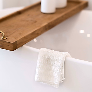 KUMA Soft Exfoliating Washcloth & Towel: Wash & Scrub Your Body - Cloth for Bath & Shower - Japanese Design & Made - Organic & Sustainable [Double Pack: Natural White]