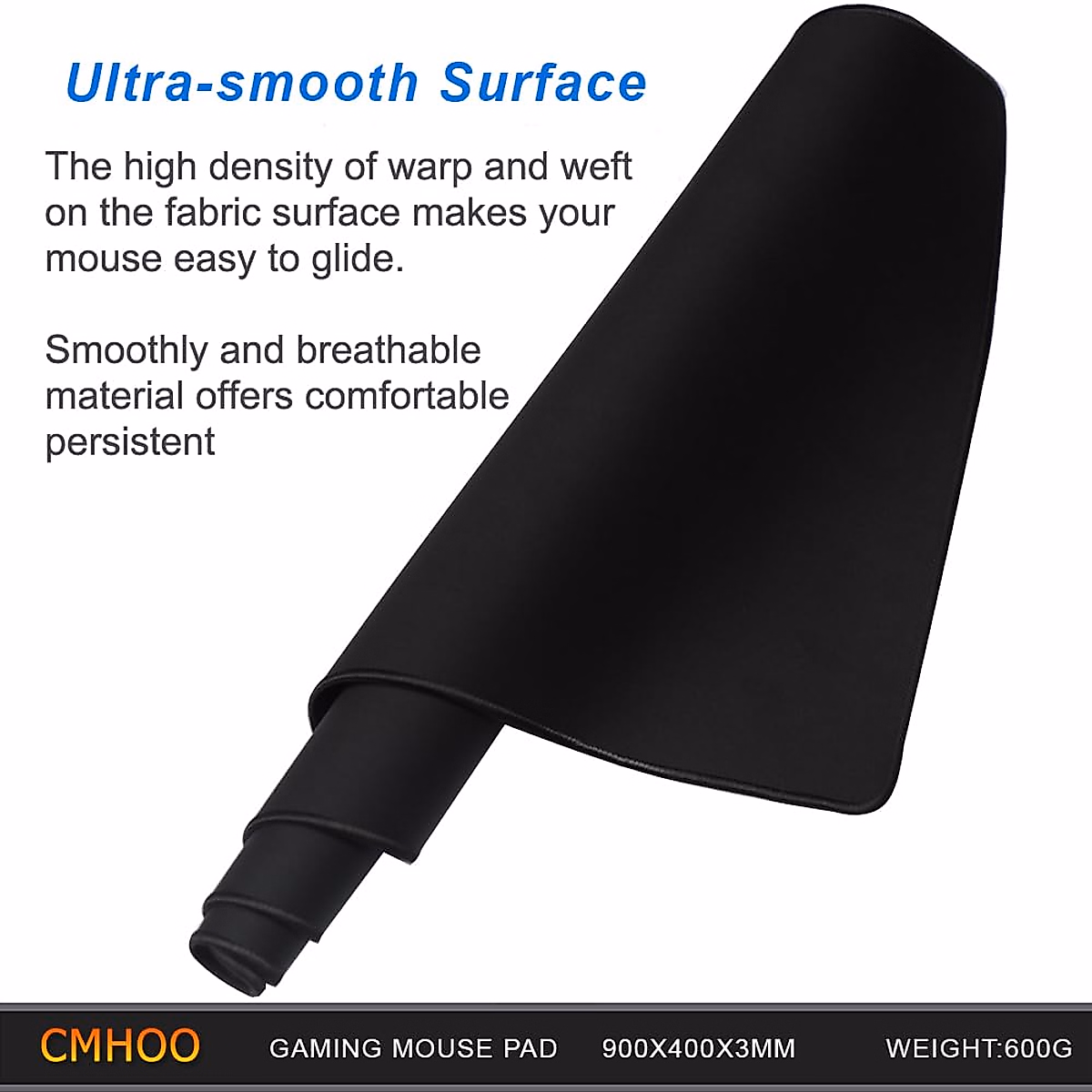 Cmhoo XXL Professional Large Mouse Pad & Computer Game Mouse Mat (35.4x15.7x0.12IN, 90x40 Black)