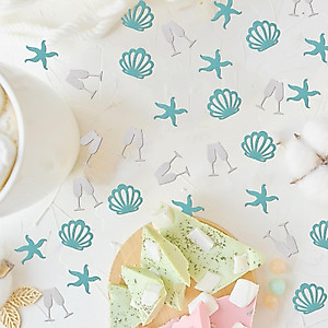 200Pcs Last Toast on the Coast Confetti - Coastal Bachelorette Party Decorations, Champagne Cup Shells Starfish Confetti for Summer Beach Bridal Shower Bachelorette Wedding Party Favors