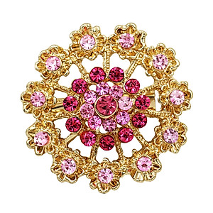 Lot 24pc Mixed Color Rhinestone Crystal Flower Brooches Pins