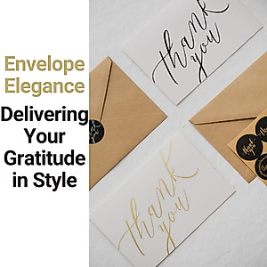 BornPaper Thank You Cards with Envelopes - Luxury 120 Pack, Gold-Foil-Stamped Interiors & Matching Stickers – Over 64 Unique Combinations, Ideal for Business, Wedding, Graduation, Bridal & Baby