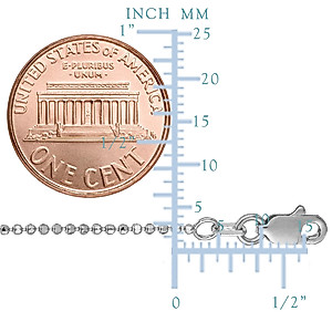 Jewelry Affairs 14k White Real Gold Diamond Cut Bead Chain Necklace, 1.2mm, 16"