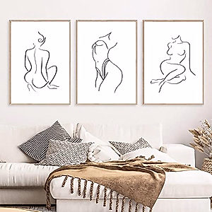 Minimalist Line Wall Art Woman Body Outline Wall Art Prints Women Figure Drawing Painting Body Line Art Wall Decor Female Wall Art Abstract Woman Silhouette Canvas Art Aesthetic 16x24x3 Inch Unframed