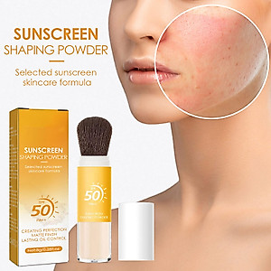 Sunscreen Setting Powder SPF 50 Loose Powder with Brush Natural Mineral Makeup Setting Powder Translucent 0.28 oz for All Skin-2PC
