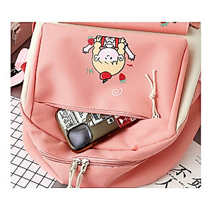 5Pcs Cute Backpack Set Kawaii School Bags Supplies Laptop Bookbag Aesthetic Ita Bag Back to School Stationary Accessories (Black)