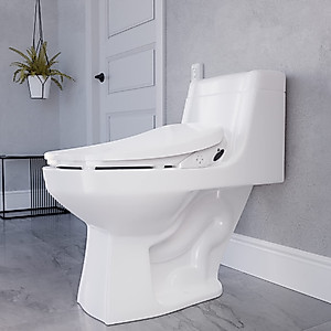 ANZZI Smart Electric Bidet Seat for Elongated Toilets, Heated Seat, Warm Air Dryer, Temperature and Pressure Controlled Functions, Air Purifier and Deodorizer, with Remote Control (TL-AZEB105B)