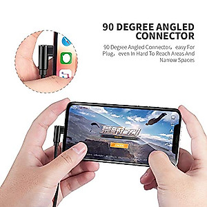 Hi-Mobiler iPhone Charger 3Pack 6FT Lightning Cable Right Angle Lightning Charging Cord Compatible with iPhone 13/12/11/Pro/Xs Max/XS/XR/7/7Plus/X/8/8Plus/6S/6S Plus/SE (Black, 6FT)