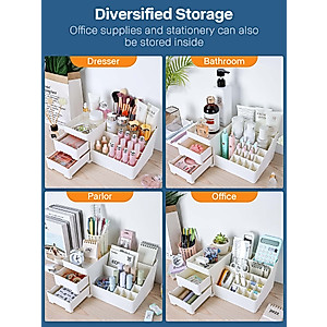 BREIS Makeup Organizer for Vanity, Large Skincare Organizers with Drawers, Make Up Organizers and Storage for Lipstick Cosmetics Makeup Brushes Lotions Perfumes Eyeshadow