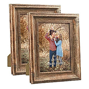 ZBEIVAN 2-Pack 5x7 Picture Frames Set Vintage Brown Family Art Rustic Photo Frame for Tabletop Stand or Wall Hanging