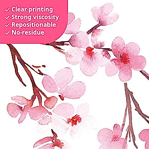 DECOWALL DS12-2003P1903 Watercolor Cherry Blossoms Kids Wall Stickers Wall Decals Peel and Stick Removable Wall Stickers for Kids Nursery Bedroom Living Room d?cor