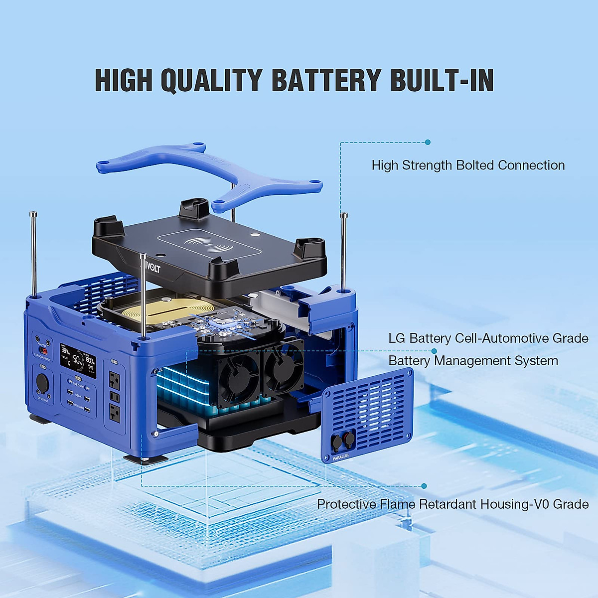 AIVOLT Portable Power Station 800W/892Wh Solar Powered Generator, 3 AC Outlets, 2 USB-C Ports, 2 Fast Charge Ports, Wireless Charging, Solar Generator for Outdoor Camping Hiking, Indoor Backup