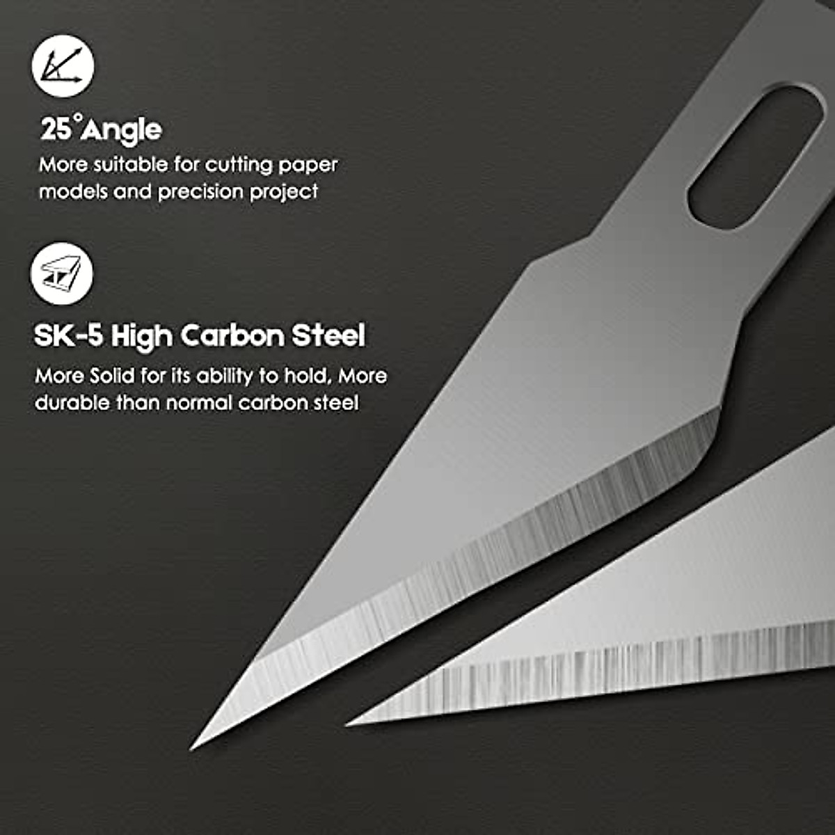 ISHEY 100-Piece Utility Knife Blades, Utility Knife Replacement Blades, Perfect for Scrapbooking, Cutting Fabric, Stencils, Wood Carving, Model Projects (100)