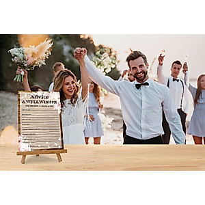 Foosproea Bridal Shower Games, Advice & Well Wishes Wedding Shower Game Card, Rustic Wood Boho Floral Romantic Engagement/Bachelorette Party Ideas Activities Supplies Decorations(30 Cards) - B07