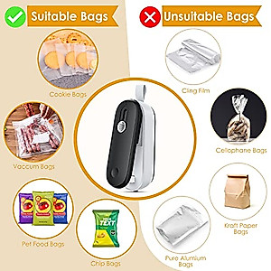 FEPPO Mini Bag Sealer, 2 in 1 Heat Sealer with Cutter, Chip Bag Sealer Heat Seal with Cutter Portable Resealer Machine for Plastic Bags Food Storage Snacks (Batteries Included)