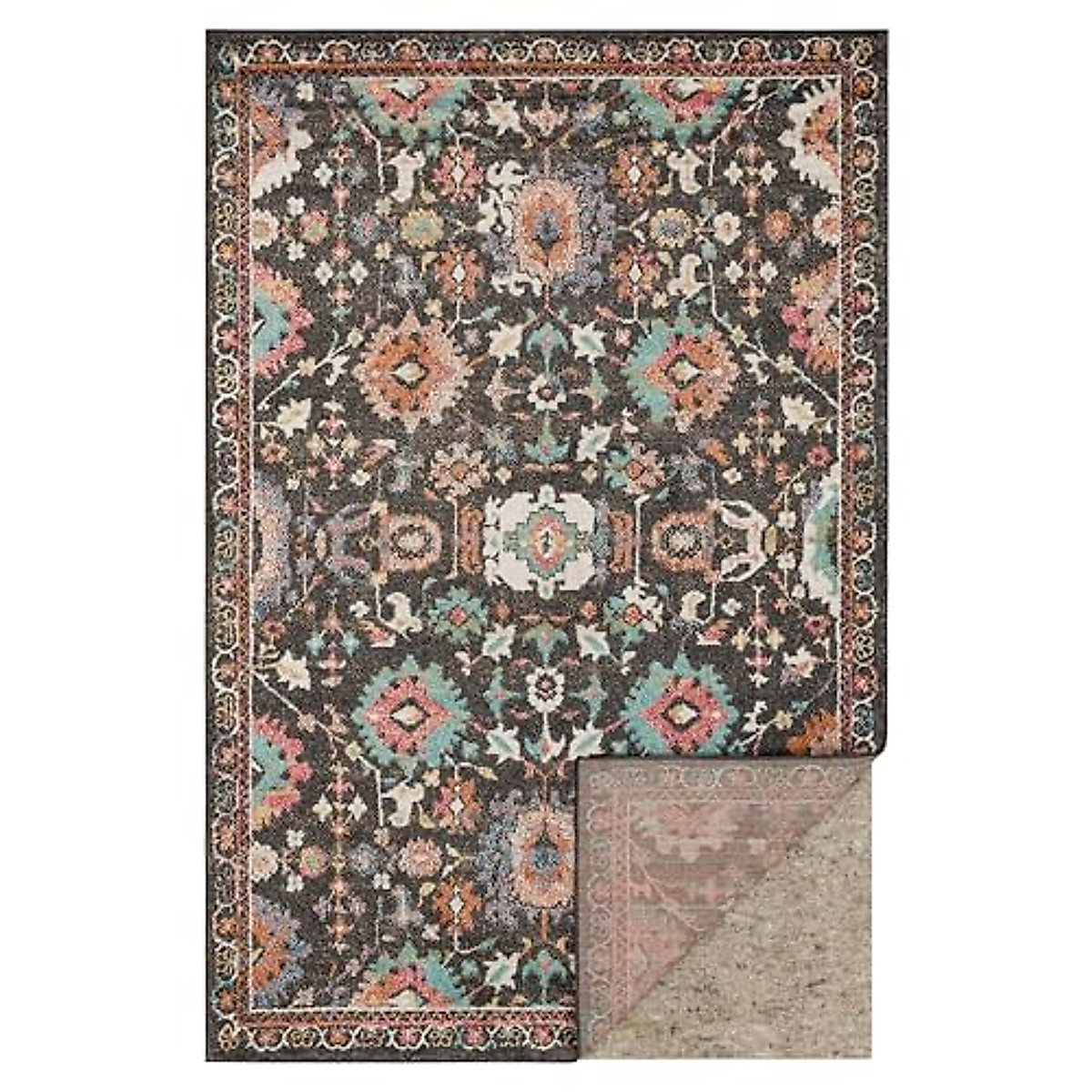 Mohawk Home 6' x 9' Non Slip Rug Pad Gripper 1/4 Thick Dual Surface Felt + Rubber Gripper - Safe for All Floors, Synthetic Fiber, Brown