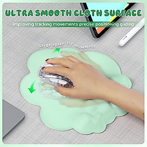 Gaming Mouse Pad Wrist Rest,Ergonomic Cloud Wrist Rest Mousepad with Gel Memory Foam,Non-Slip Rubber Base,Comfortable Mouse Pad for Home Office,Laptop,Mac,Lightweight,Easy Pain Relief (Light Green)