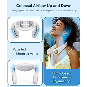 TORRAS [COOLiFY Air・2024 Upgrade Neck Air Conditioner, Ultra-Light Portable Neck Fan Rechargeable, Personal Cooling Device Neck Fans that blow cold air with 3 Modes Fan/Cooler/Heat, White