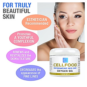 Cellfood Oxygen Gel, 2 fl oz - Nutrient Rich - Provides Moisture & Protection, Decreases Appearance of Fine Lines - Aloe Vera, Lavender Blossom Extract, Cellfood & Glycerine - Hypoallergenic, Non-GMO