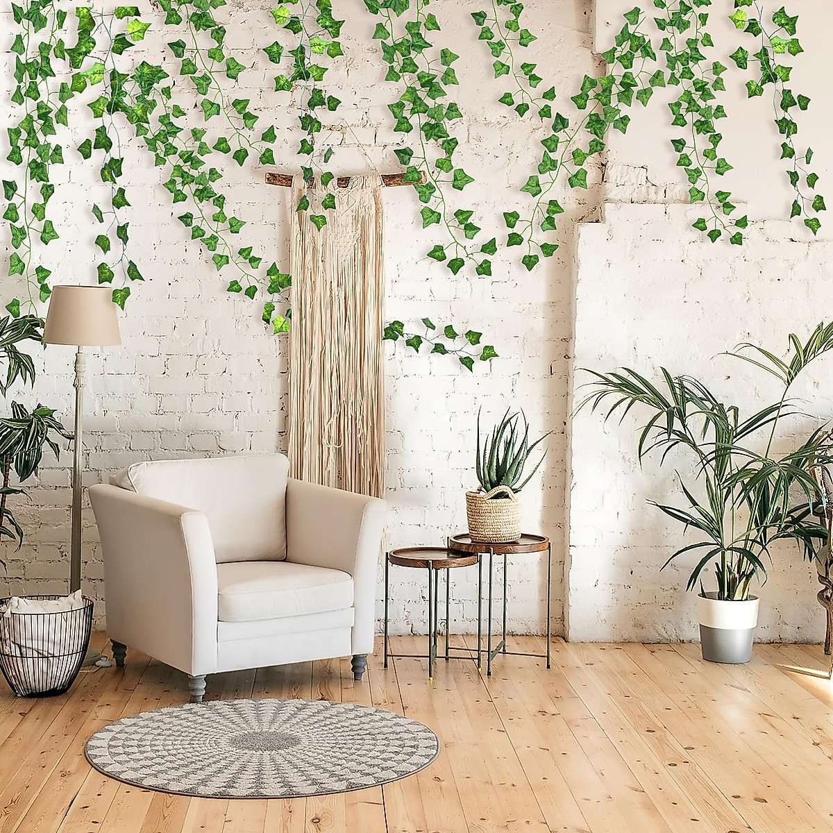 CQURE 30Pack 256Ft Artificial Ivy Fake Vines,Ivy Garland Greenery Garland Fake Hanging Plants Vines Aesthetic Green Leaves for Bedroom Wedding Party Garden Wall Room Decor