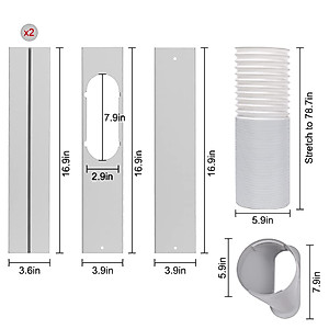 Portable Air Conditioner Window Kit, Adjustable Window Vent Kit Seal Plates with 5.9” Exhaust Hose Duck Coupler for A/C Replacement Window Sliding Set
