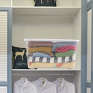 Readsky 85 Quart Clear Plastic Storage Bins with Wheels, Large Latching Boxes, 4 Packs