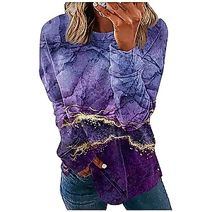 JJHAEVDY Christmas Women Fashion Sweatshirts Long Sleeve Clothes Button Up Color Blocking Tops Lightweight Pullover Zip Up Sweatshirt Women Tshirts(3-Dark Purple,3X-Large)