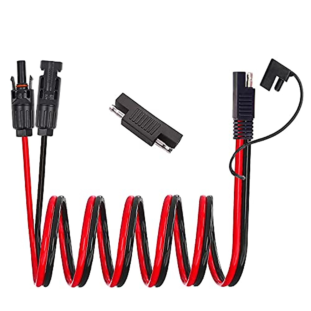 OUOU SAE Connectors Adapter 10AWG Solar to SAE Adapter Cable with 1pcs SAE to SAE Polarity Reverse Connectors -1M/3.3FT (Black+Red)