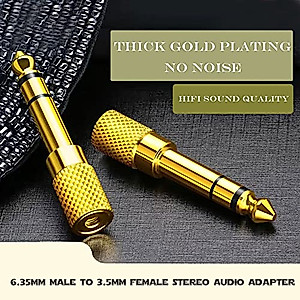 JOMLEY 1/4 to 3.5mm Adapter, 1/8"(3.5mm) Female to 1/4"(6.35mm) Male Adapter, Quarter inch to 1/8 inch Stereo Headphone Adapter, Amp Adapter - 2 Pack