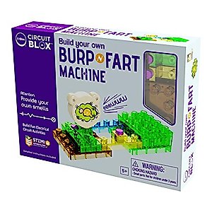 E-Blox Building Blocks STEM Circuit Kit, Build Your Own Burp & Fart Machine, Add Funny Sounds to Brick & Structure Science Projects, Birthday & Gag Gift, Boys, Girls, 5+
