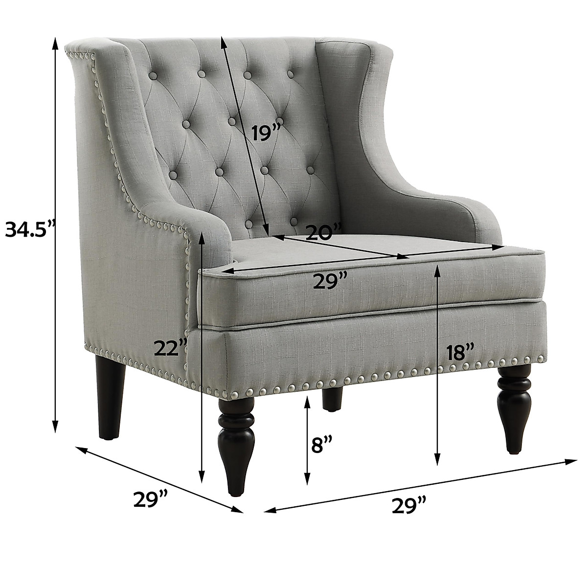 Rosevera Nadia 30” Accent Fabric Upholstered Arm Tufted Comfy for Reading in Bedroom, Living Room, Sofa Chair,Armchair for Small Space,Wood Legs, Standard, Natural Beige