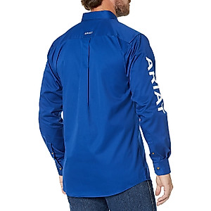 ARIAT Men's MNS Team Logo Twill FTD LS SHRT ULTM/WHT, Ultramarine/White, X-Large