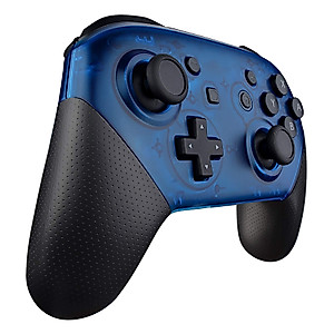 eXtremeRate Transparent Blue Faceplate and Backplate for Nintendo Switch Pro Controller, DIY Replacement Shell Housing Case for Nintendo Switch Pro - Controller NOT Included