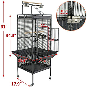 Nova Microdermabrasion 61 Inches Large Bird Cage Play Top Parrot Cockatiel Parakeet Chinchilla Macaw Cockatoo Cage W/Stand Perch Pet Supplies