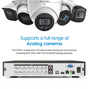 Amcrest 5MP UltraHD 16 Channel DVR Security Camera System Recorder, 5MP Security DVR for Analog Security Cameras, Remote Smartphone Access, HDD & Cameras NOT Included (AMDV5M16)