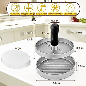 HaSteeL Aluminum Burger Press, Smash Hamburger Press with 60 Waxed Papers, Non Stick Burger Patty Maker Mold for Stuffed Ground Beef/Sliders/Sausage/Veggie/Salmon Patties BBQ, Dishwasher Safe-1PCS