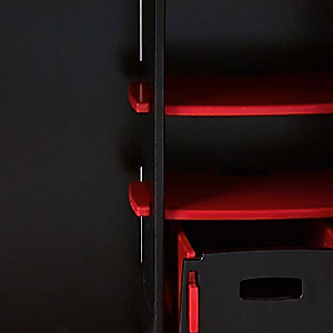 Legaré Furniture Children's Desk with Shelves and File Cart Set for Kids, Red and Black