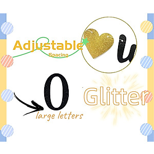 50th Birthday Anniversary Wedding Banner Funny Birthday Banner Glitter Cheers to 50 Years Birthday Party Decoration Supplies Hanging Garland Kit 10 Balloons Bunting 50 Bday Backdrop Adult Black Gold