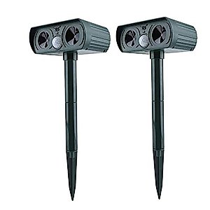 Ultrasonic Solar Animal Repellent (2 Pack), Pest Repeller, Solar Powered Waterproof Outdoor forrepelling Moles, Rats, Snakes