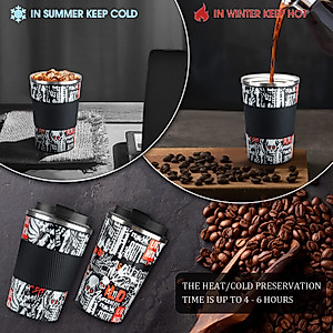 CS COSDDI 12 oz Stainless Steel Vacuum Insulated Tumbler - Coffee Travel Mug Spill Proof with Lid - Coffee Cups for Keep Hot/Ice Coffee,Tea and Beer (Black 3rd)