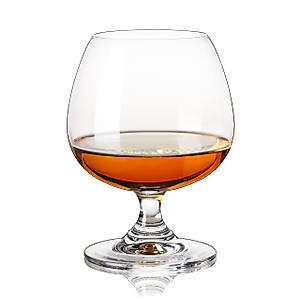 True Brandy Bourbon Whiskey Cognac Scotch Drinking Glasses, Superb Lead-Free Crystal Snifter Glass for Cocktail Party Dishwasher Safe, 14 oz, Set of 4